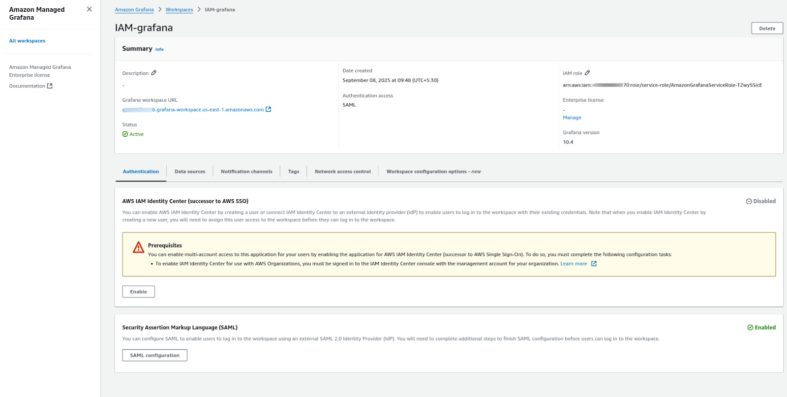 Signing into Amazon Managed Grafana with SAML-based IAM Identity Center